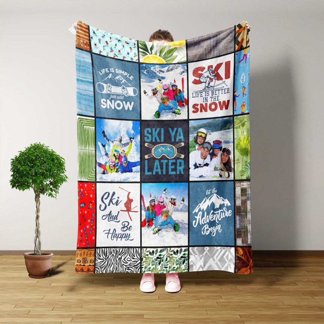 Ski Blanket, Custom Blanket With Picture, Throw Blanket, Ski Gifts ...