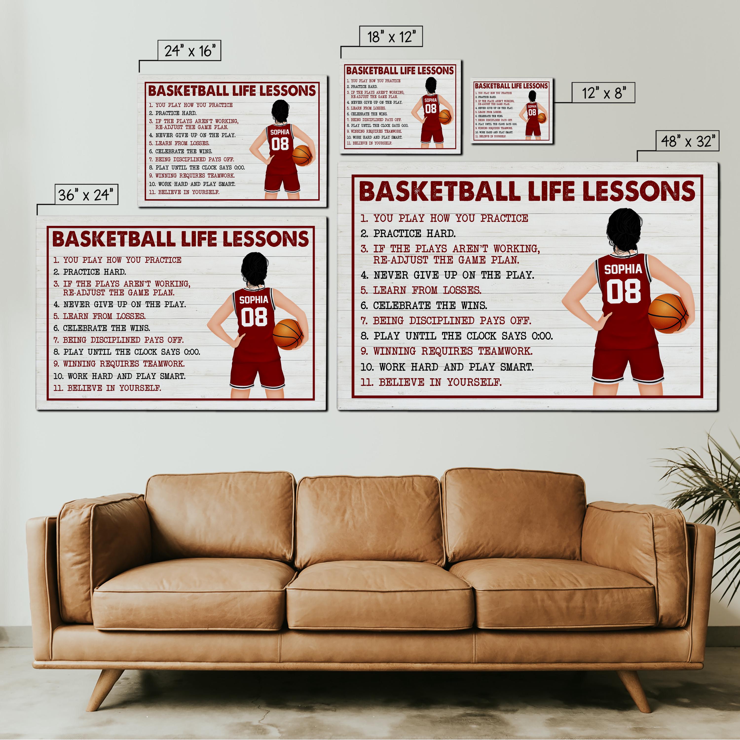 Basketball Life Lessons Canvas, Custom Canvas, Basketball Poster Print ...