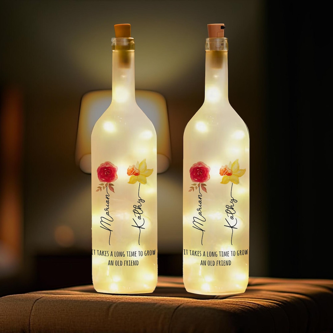 Best Friends Lighted Wine Bottle Lamp, Gift for Bestie, Sisters ...