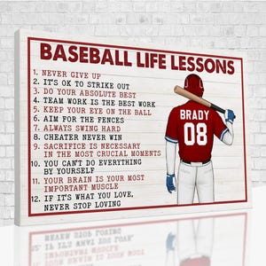 Personalized Canvas, Baseball Life Lessons Canvas, Baseball Wall Decor ...