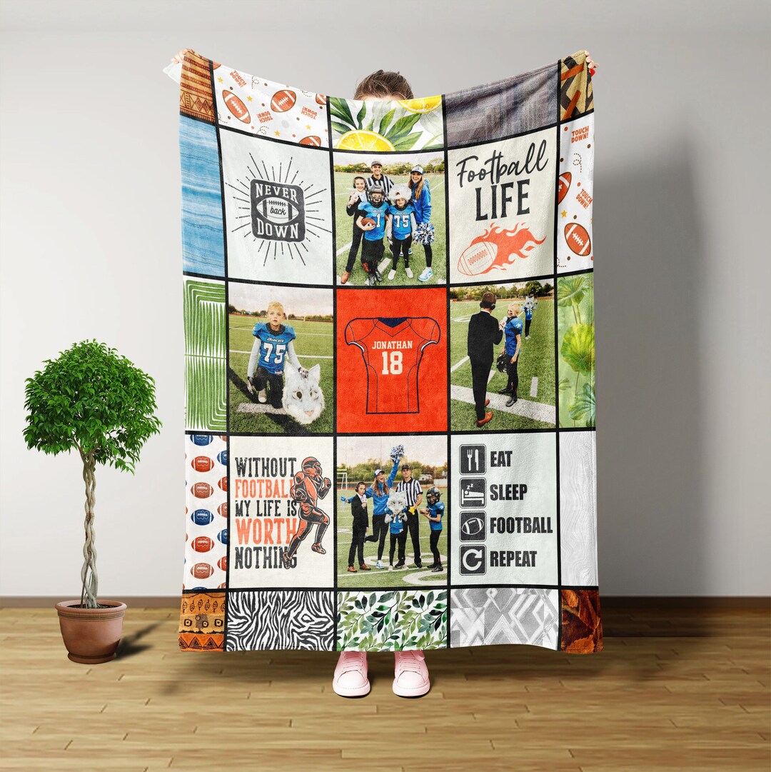 Football Blankets for Boys, Custom Blanket With Picture, Throw Blanket ...