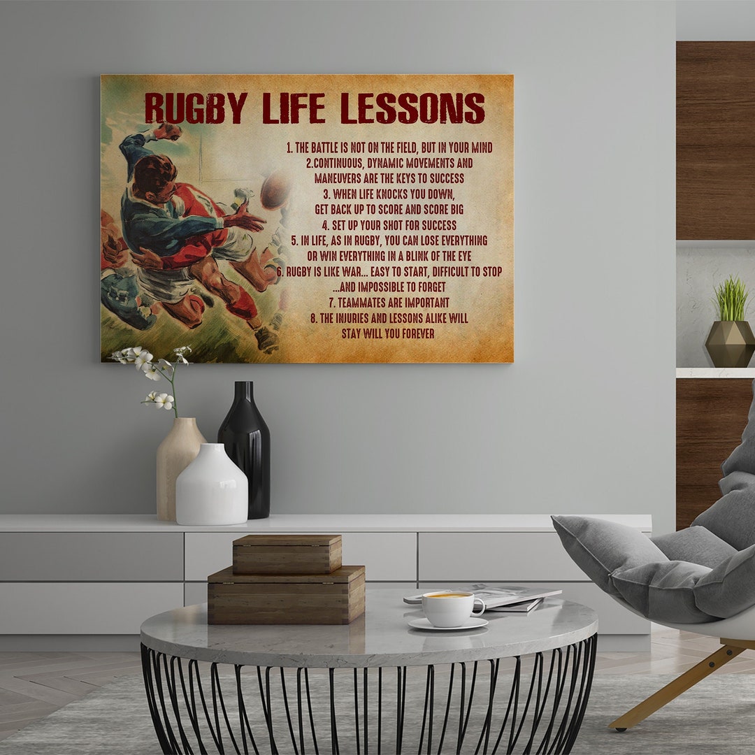 Rugby Canvas, Rugby Life Lessons Prints, Rugby Lover Poster, Wall Art ...