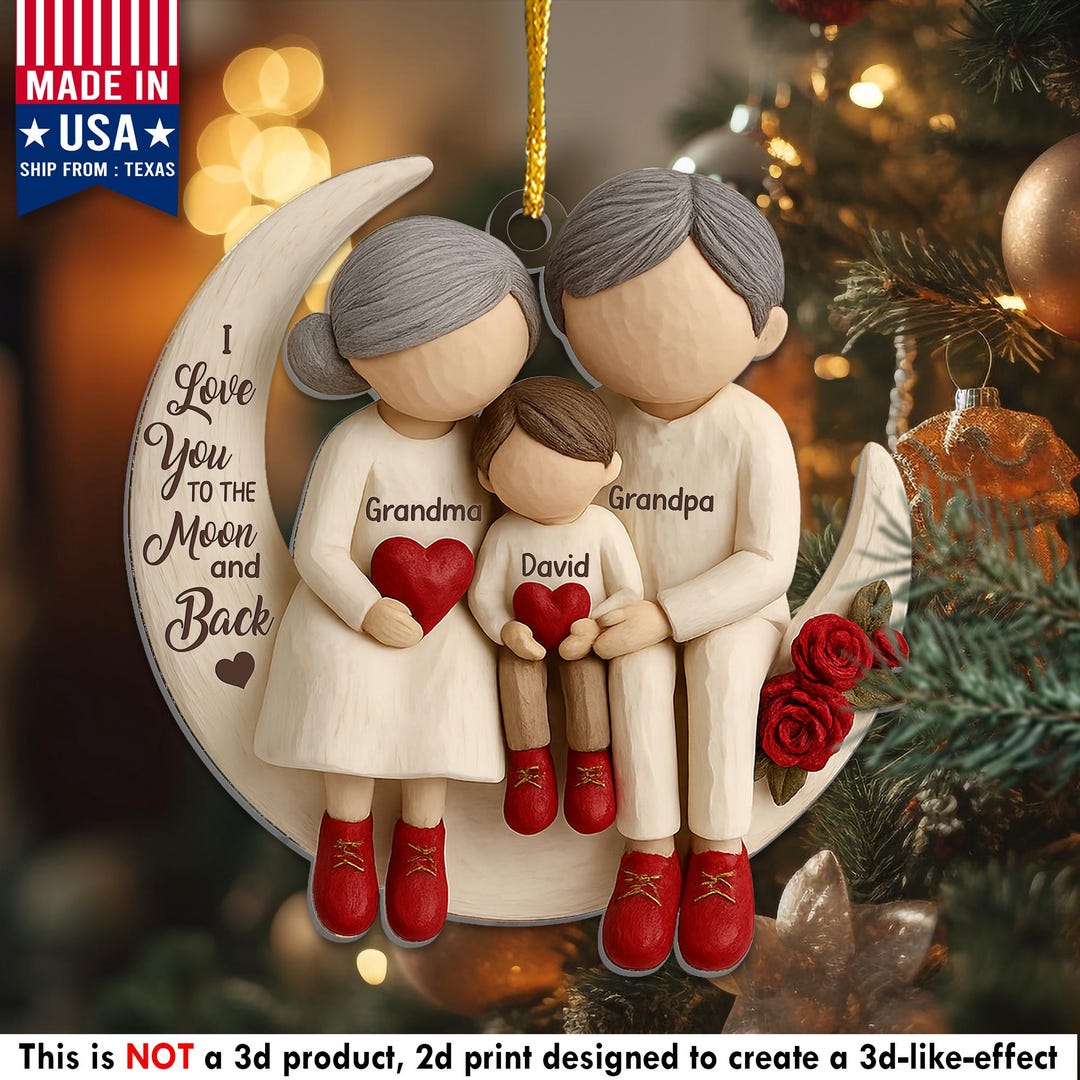 Grandparent and Grandchild Moon Love Ornament 2025, Nana Papa ...