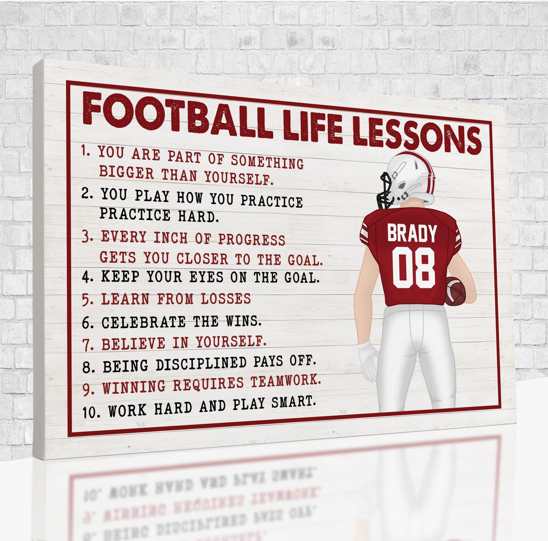 Football Life Lessons Canvas, Custom Canvas, Wall Art Decor, Wall Art ...