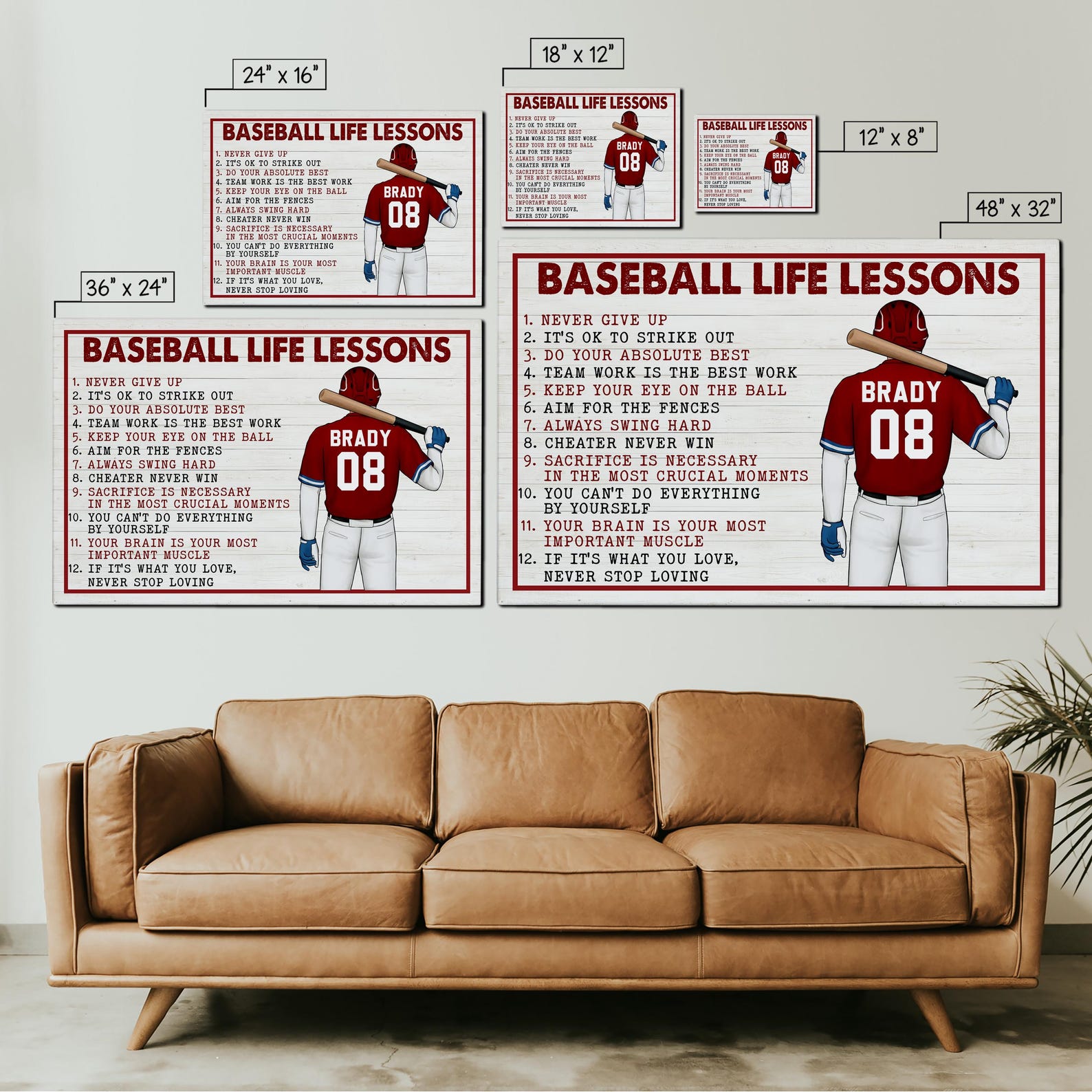 Personalized Canvas, Baseball Life Lessons Canvas, Baseball Wall Decor ...