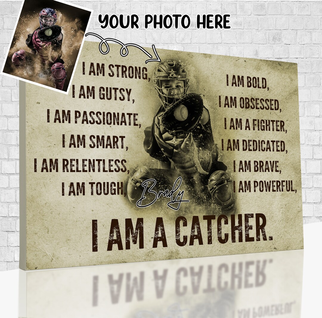 I Am A Catcher Poster, Custom Baseball Canvas With Name, Gift Ideas for ...