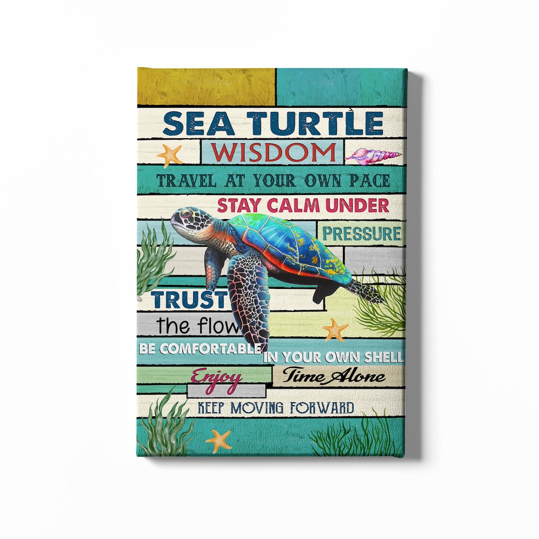 Sea Turtle Art Print, Turtle Inspiration Quote Poster, Ocean Wall Art ...