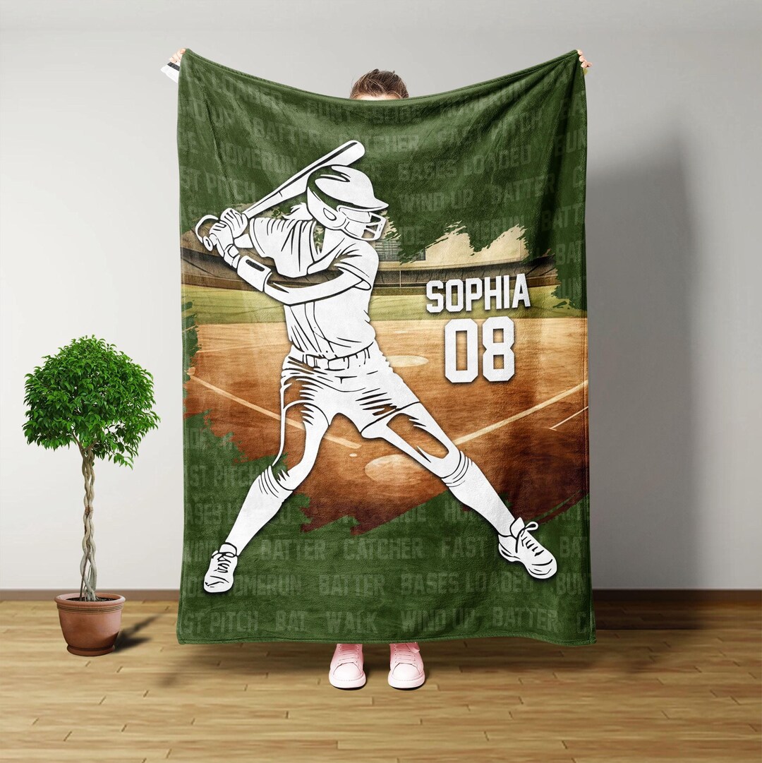 Softball Blanket, Personalized Blanket, Throw Blanket, Softball Gifts ...