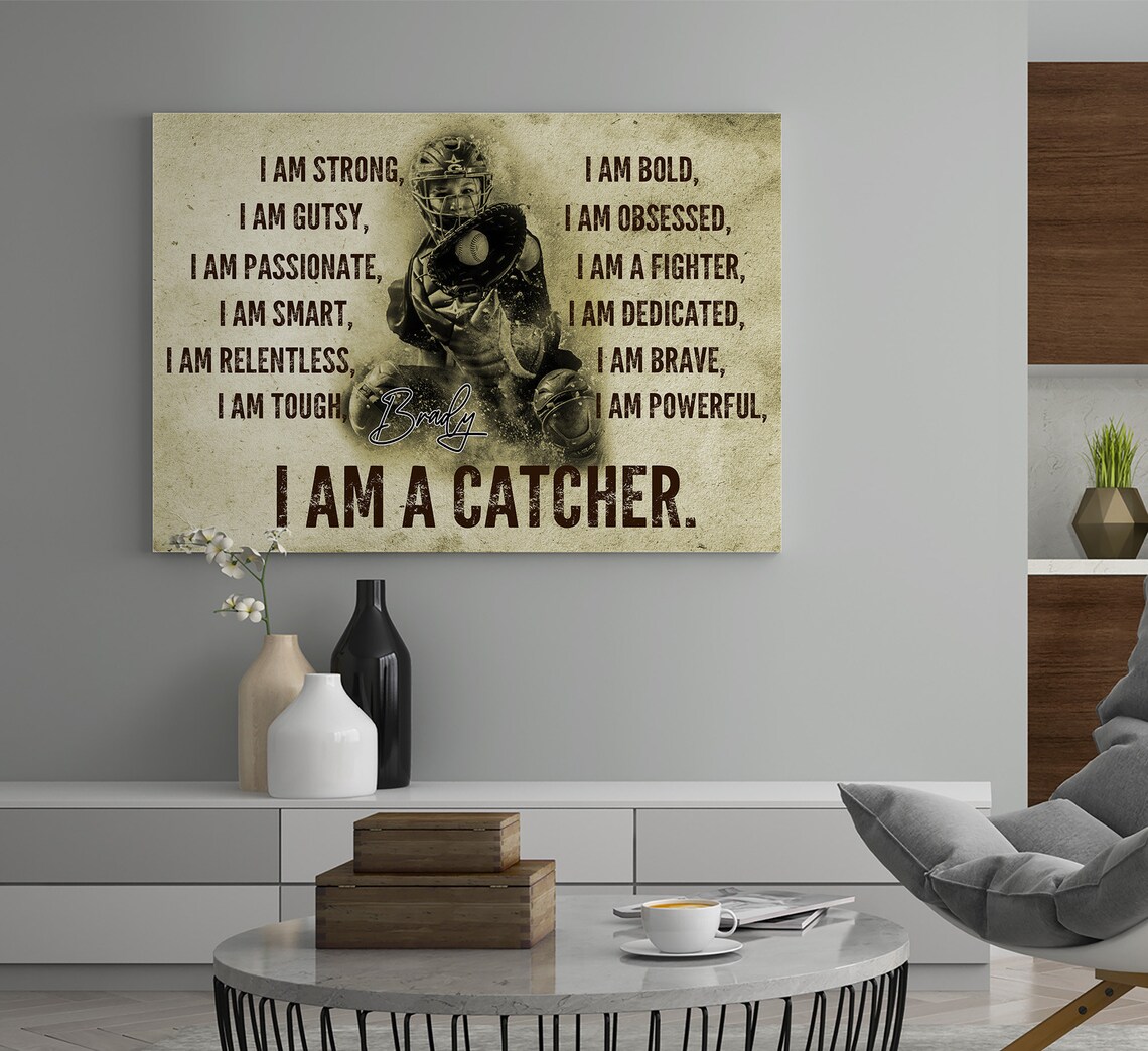 I Am A Catcher Poster Custom Baseball Canvas With Name Gift - Etsy