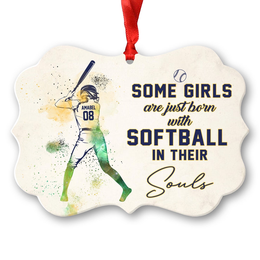 Softball Ornament, Softball Gifts, Christmas Ornaments, Personalized ...