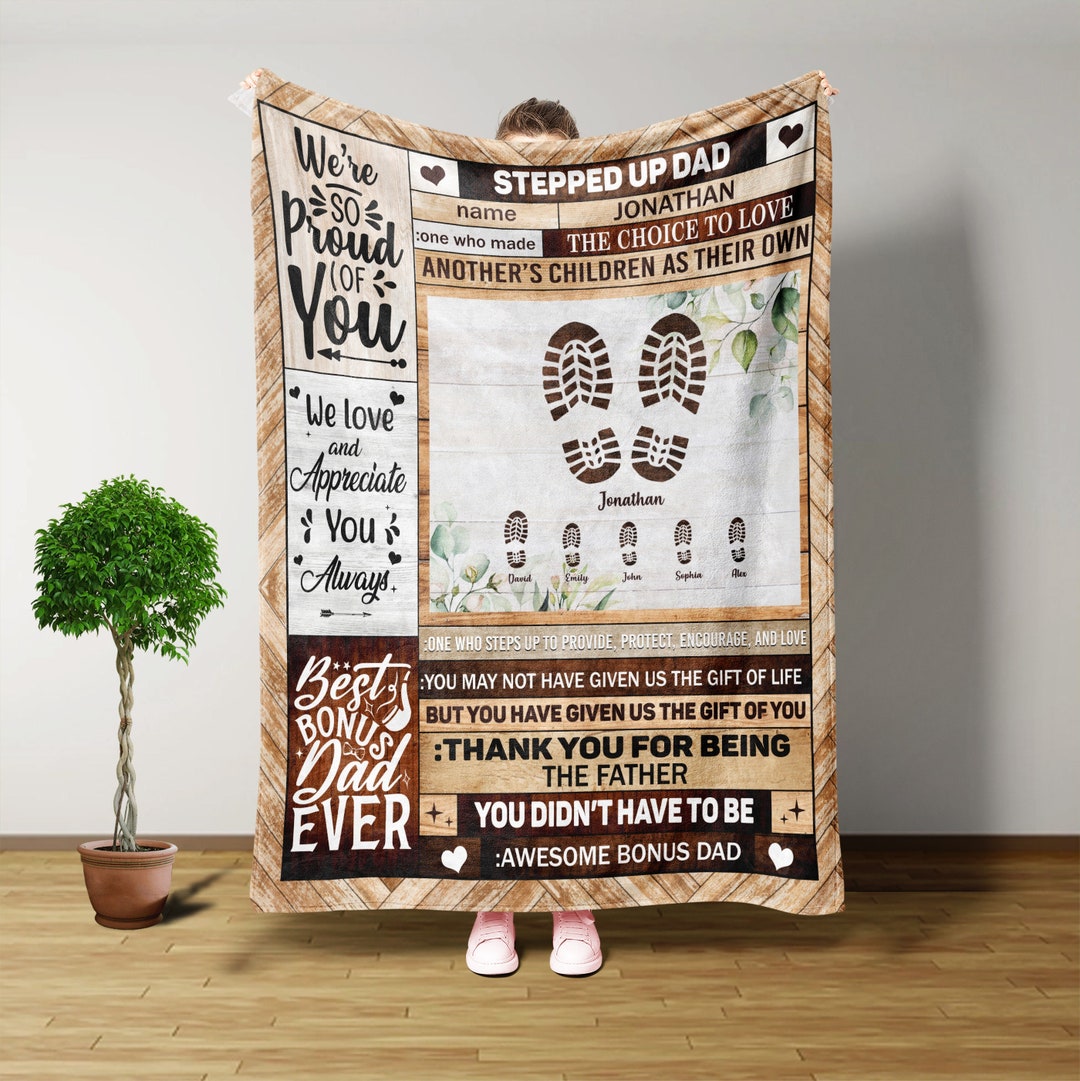 Stepped up Dad Blanket, Personalized Blankets and Throws, Step Dad ...