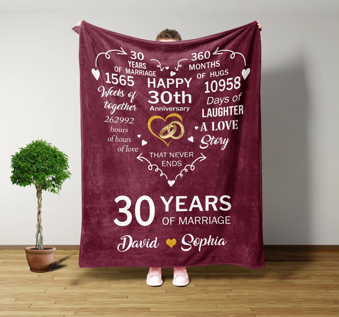 30TH Anniversary Decorations Gifts, Throw Blanket, 30 Years of Marriage ...