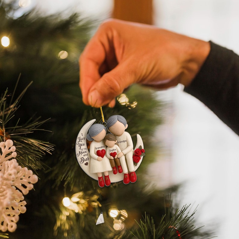 Grandparent and Grandchild Moon Love Christmas Ornament 2025, Grandkids ...
