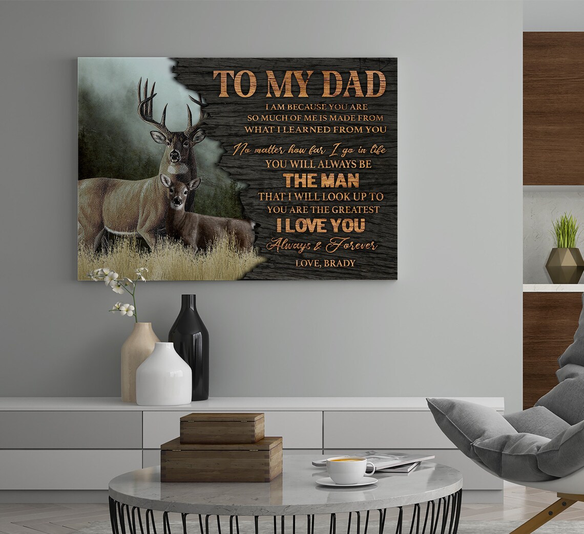 Custom Dad Canvas to My Dad Poster Custom Name Deer Art - Etsy