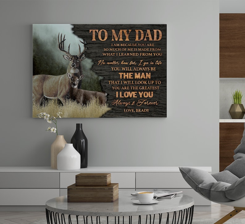 Custom Dad Canvas, to My Dad Poster, Custom Name, Deer Art, Hunting ...