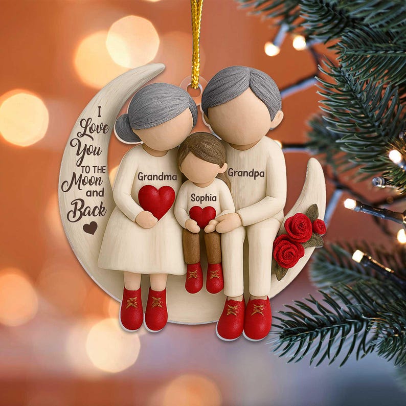 Grandparent and Grandchild Moon Love Christmas Ornament 2025, Grandkids ...