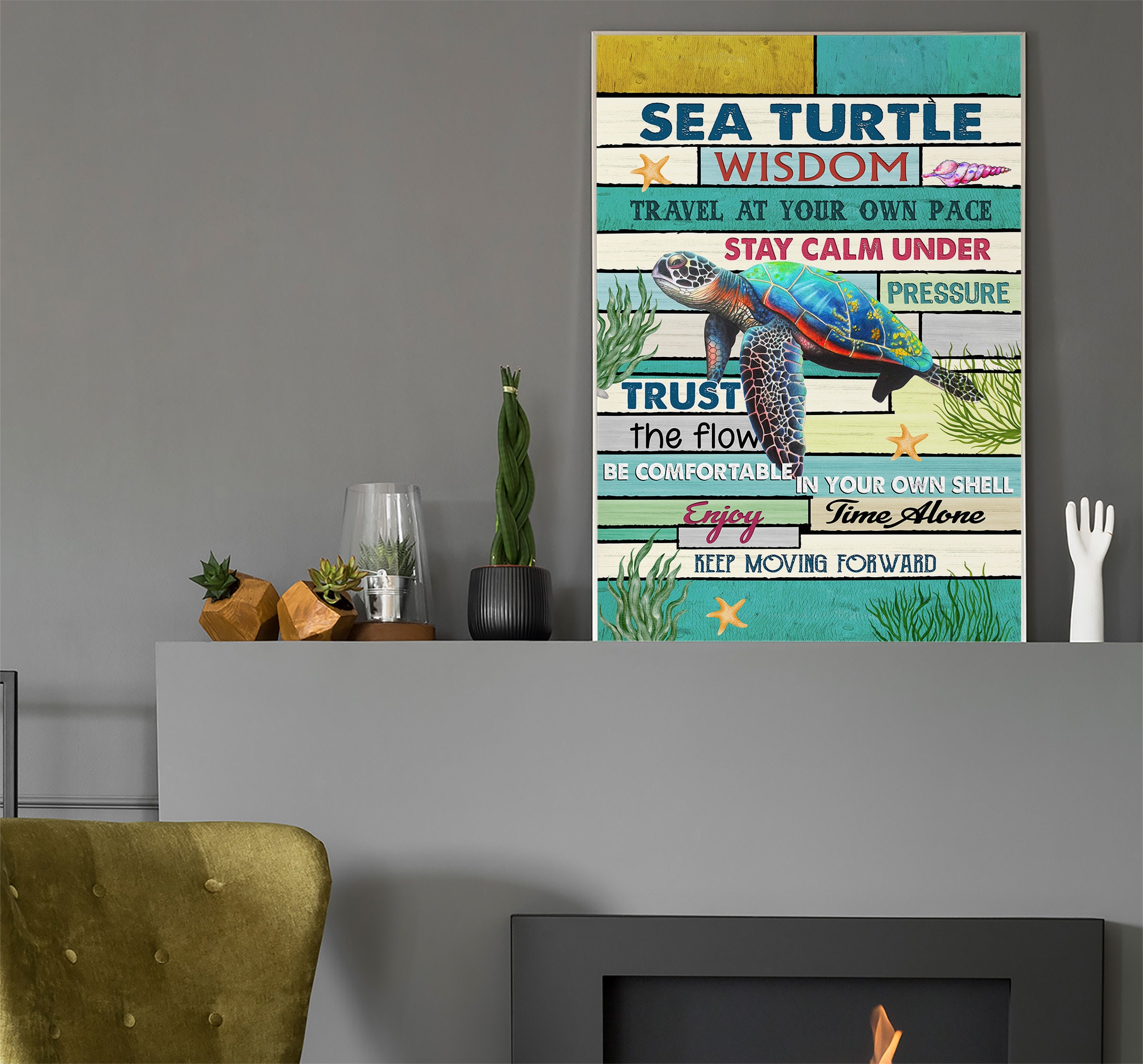 Sea Turtle Art Print Turtle Inspiration Quote Poster Ocean - Etsy