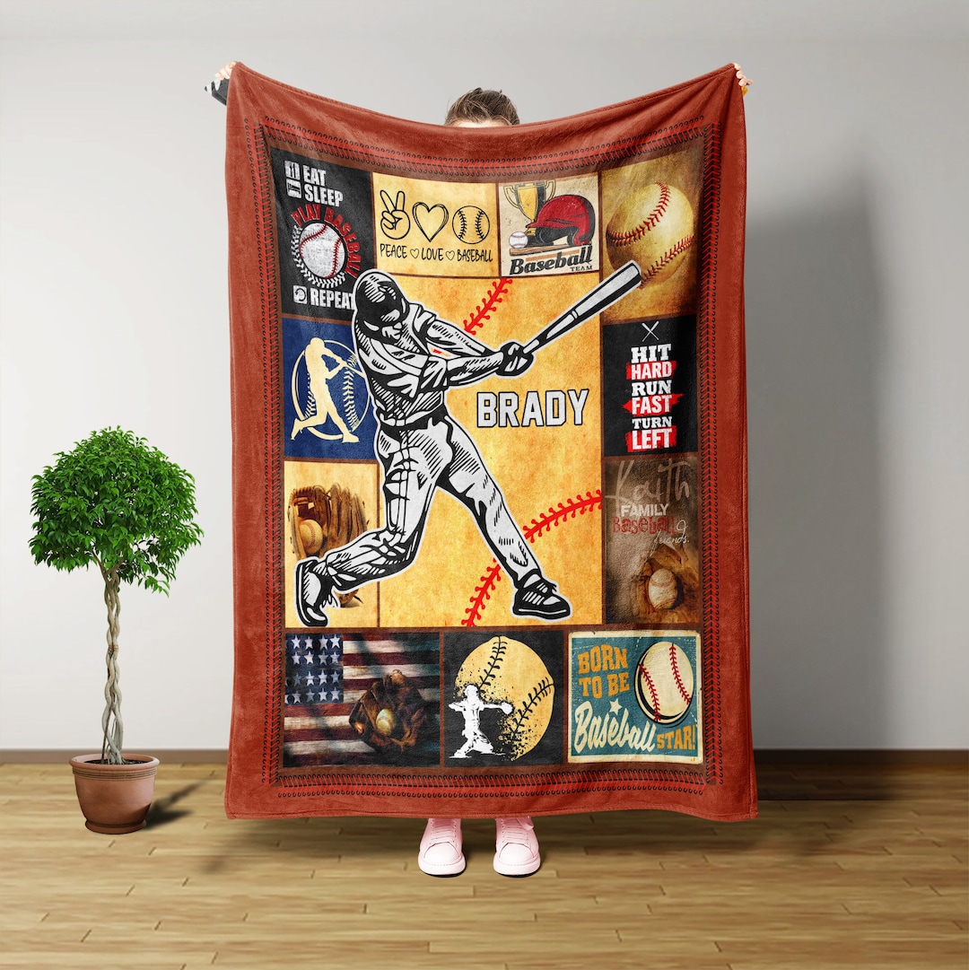 Custom Blanket, Boys Baseball Gifts, Baseball Blanket, Gifts for ...
