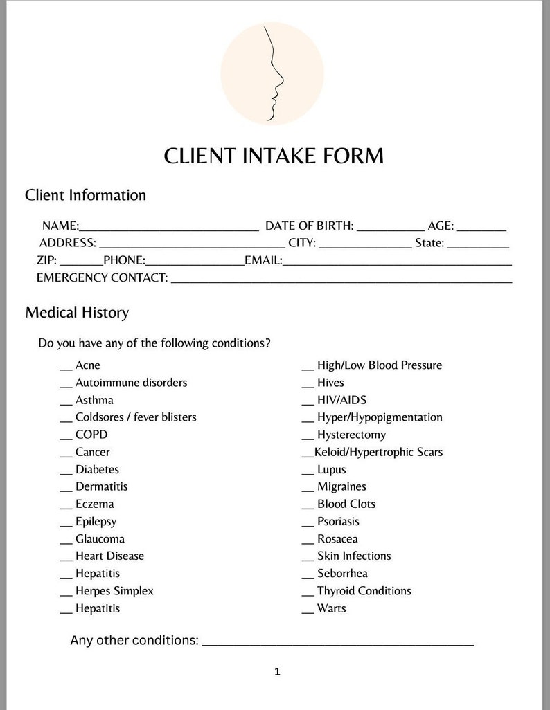 Client Intake Form - Etsy