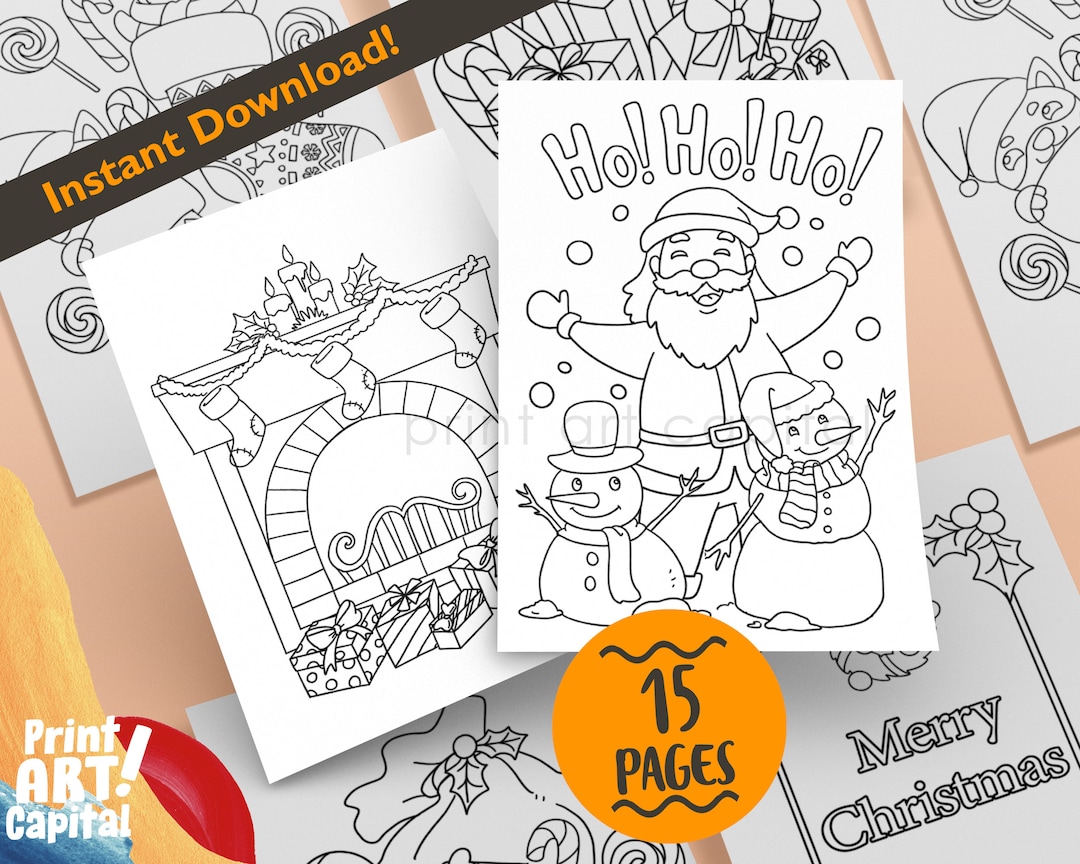 Christmas Coloring Pages, Printable Coloring Book for Kids, Instant ...