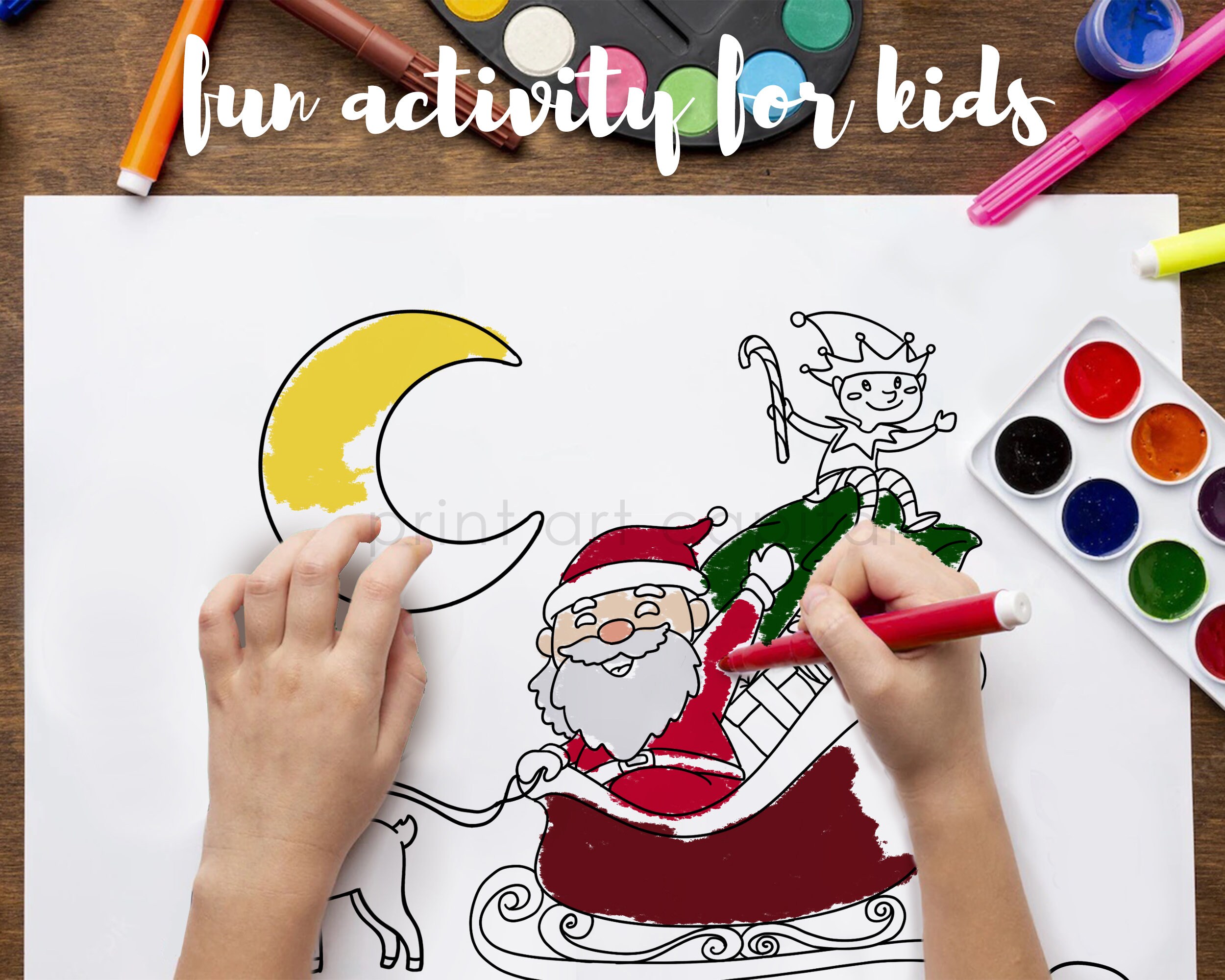 Christmas Coloring Pages, Printable Coloring Book for Kids, Instant ...