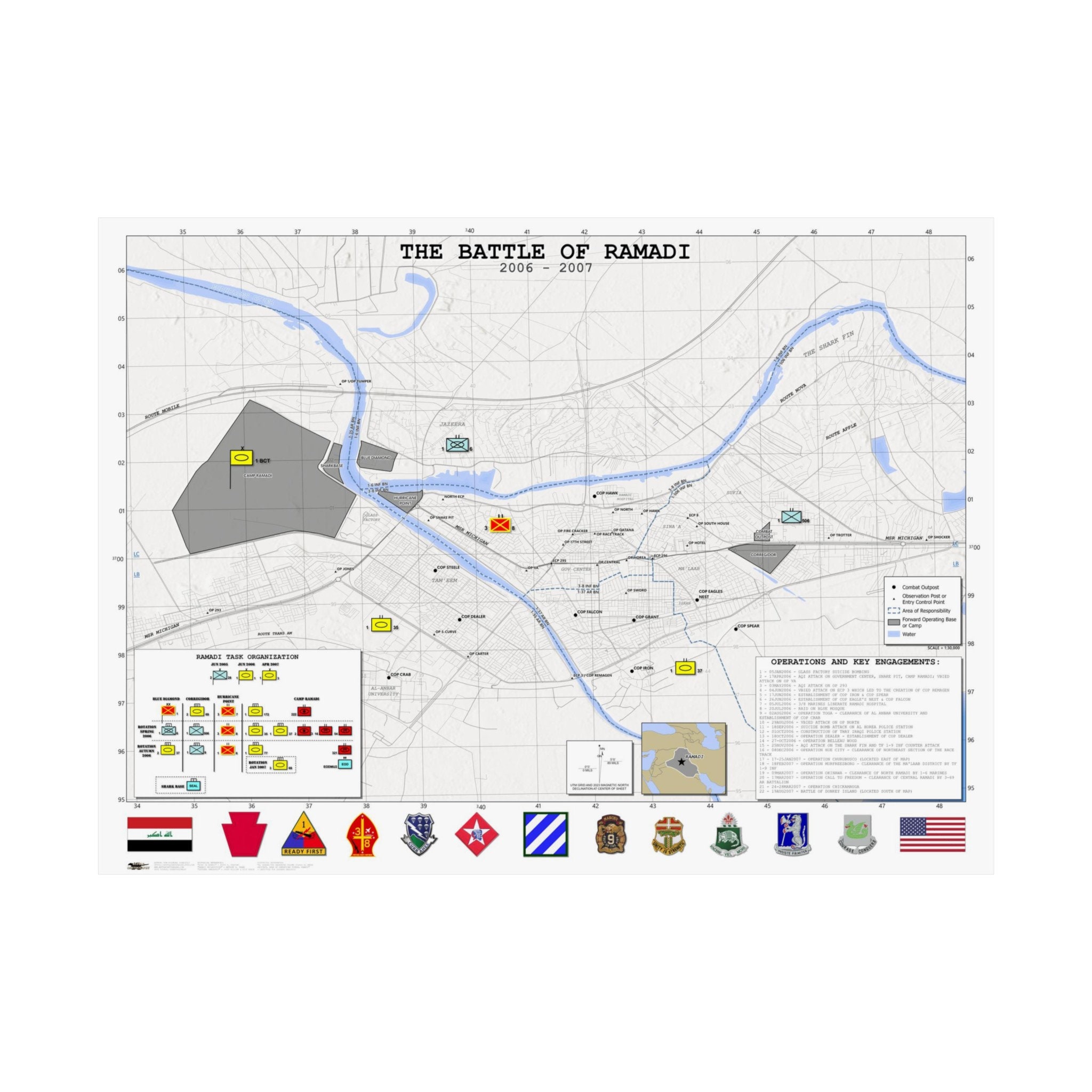 Battle of Ramadi 2006-2007 Map Matte Poster - Etsy