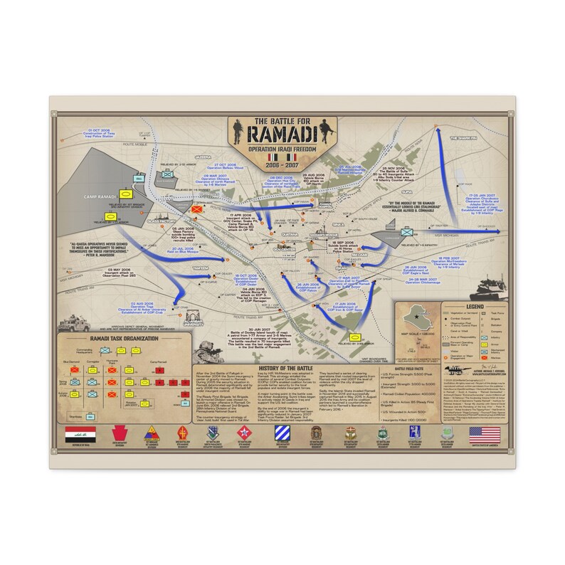 2006-2007 Battle of Ramadi - Canvas Map - Etsy