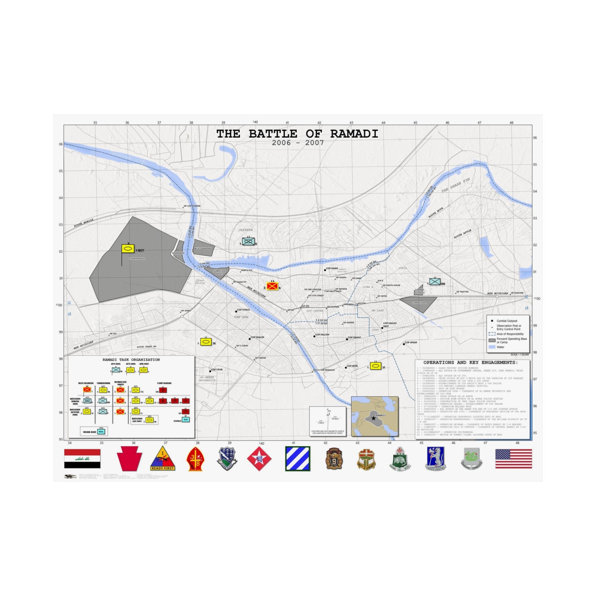 Battle of Ramadi 2006-2007 Map Matte Poster - Etsy