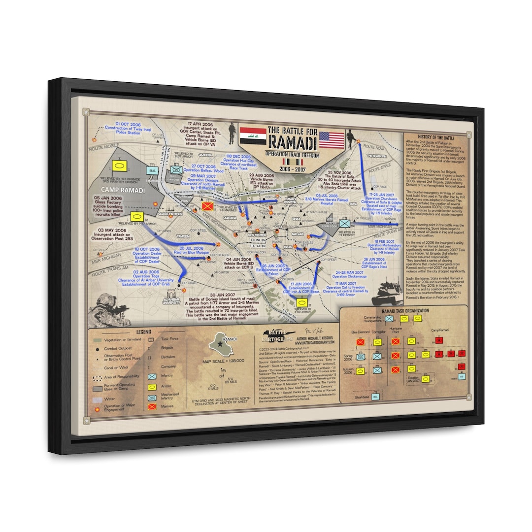 The Battle of Ramadi (2006-2007) - Framed Gallery Wrapped Canvas Map - Etsy