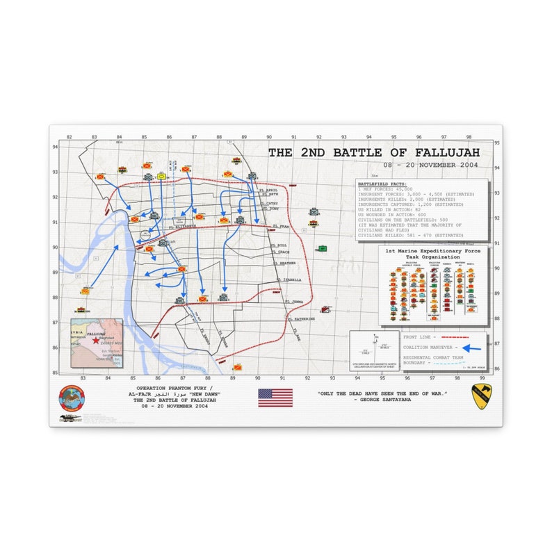 The 2nd Battle of Fallujah - Canvas Map - Etsy