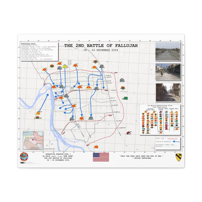 The 2nd Battle of Fallujah - Canvas Map - Etsy