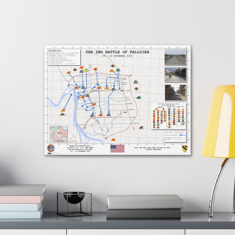 The 2nd Battle of Fallujah - Canvas Map - Etsy