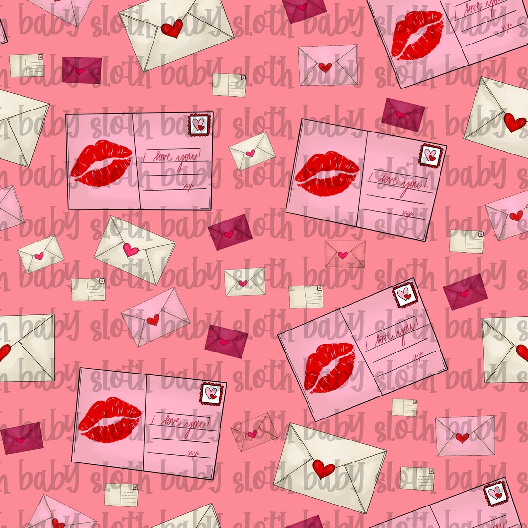 Seamless Valentines Day Love Letters Pattern Sublimation Design PNG ...