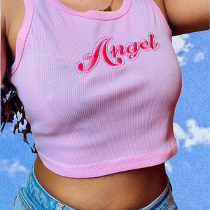 Y2K Pink Angel Crop Top Summer Cute Top Clothing 90s Crop Top - Etsy