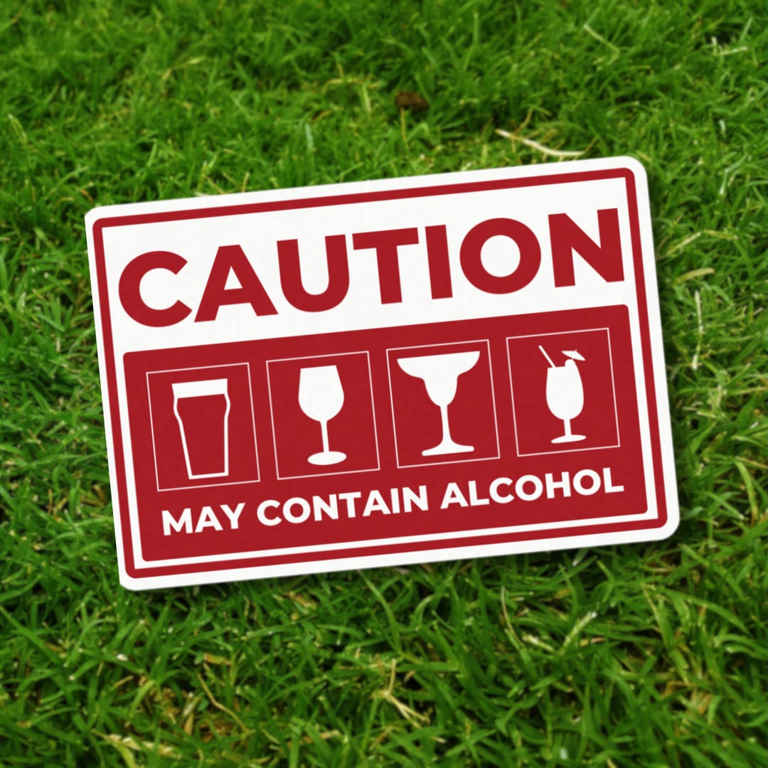 May Contain Alcohol Sticker: Funny Bourbon Label, Drinking Decal Boys ...