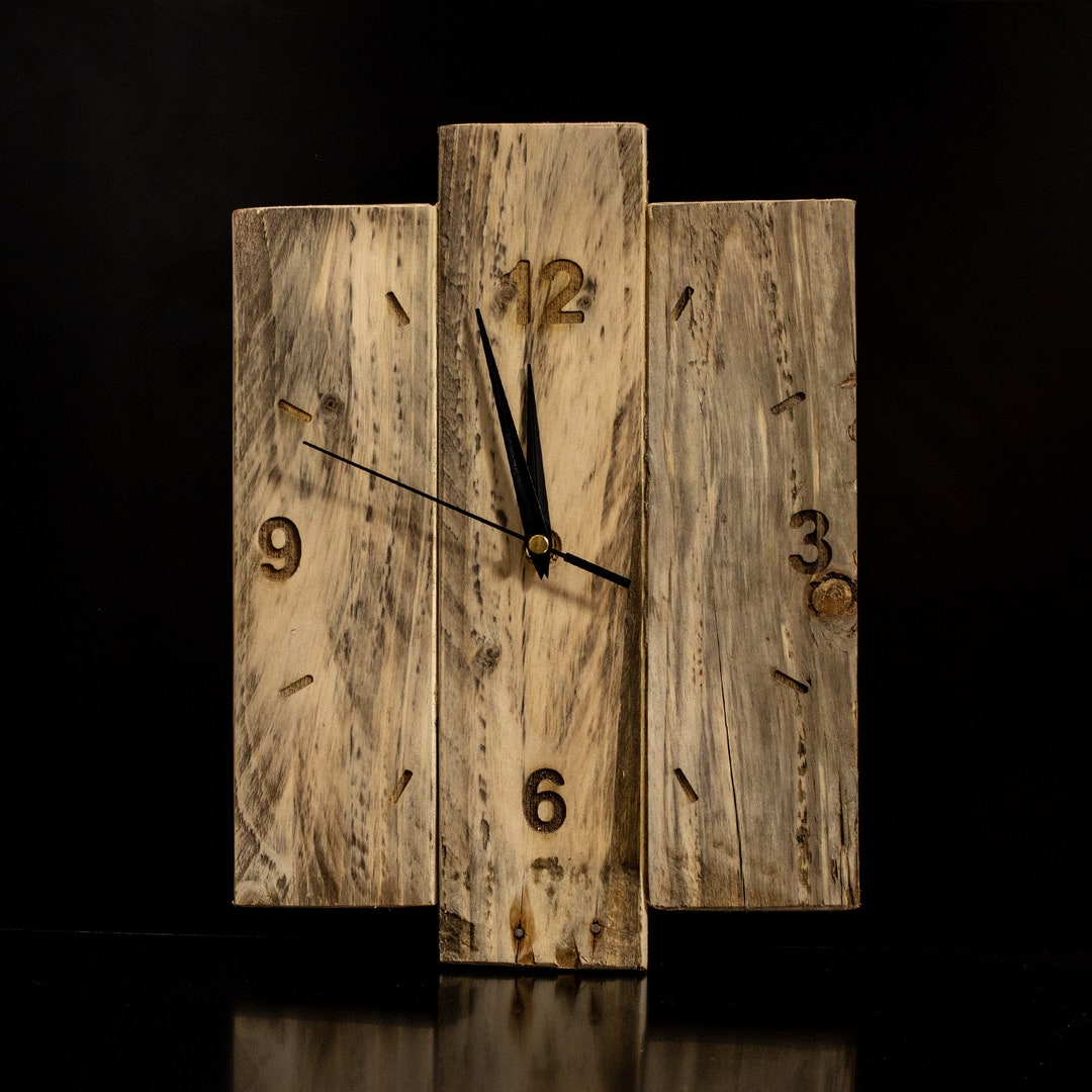 Handmade Reclaimed Wood Rustic Wall Clock - Etsy UK
