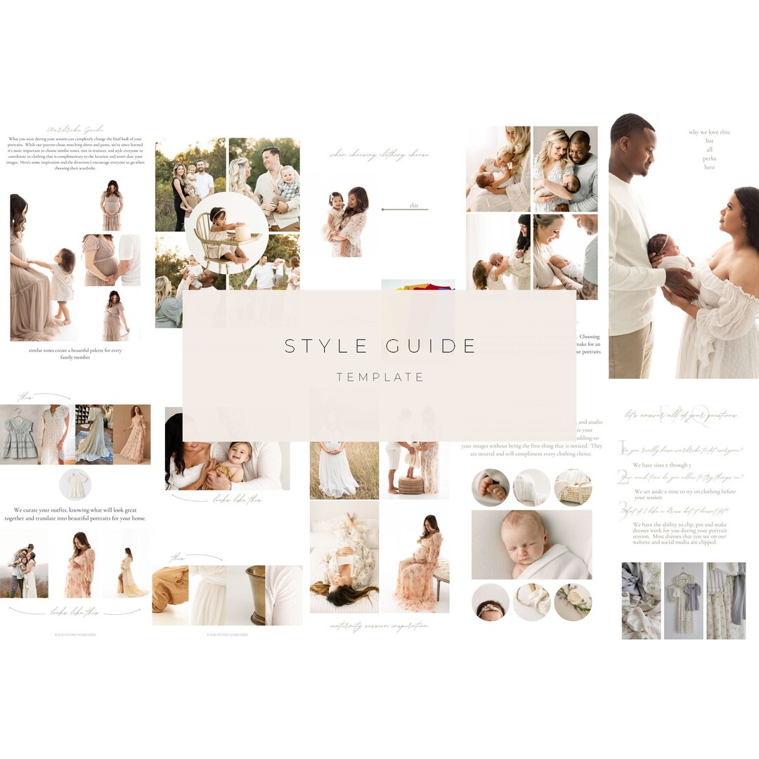 Style Guide Template PDF to Share Client Clothing & Studio Wardrobe - Etsy
