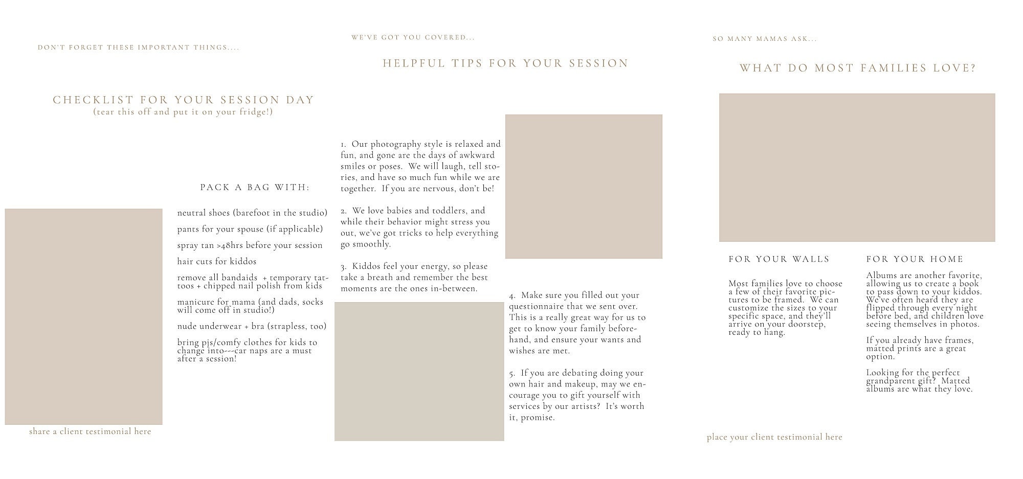 Planning Guide Template for Photographers, Photoshop Template, Planning ...