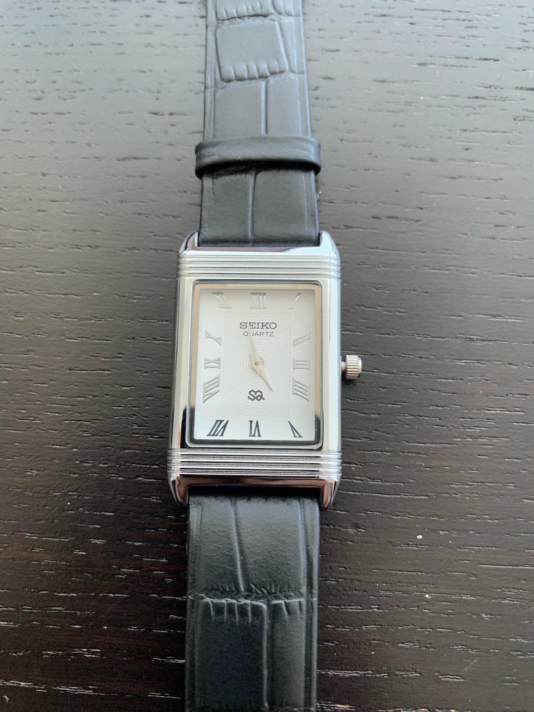 Vintage Seiko Reverso Frame TANK Style Quartz Watch Refurb White Dial ...