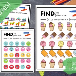 Find the Difference Activity Pages - 15 Instant Download Printable ...