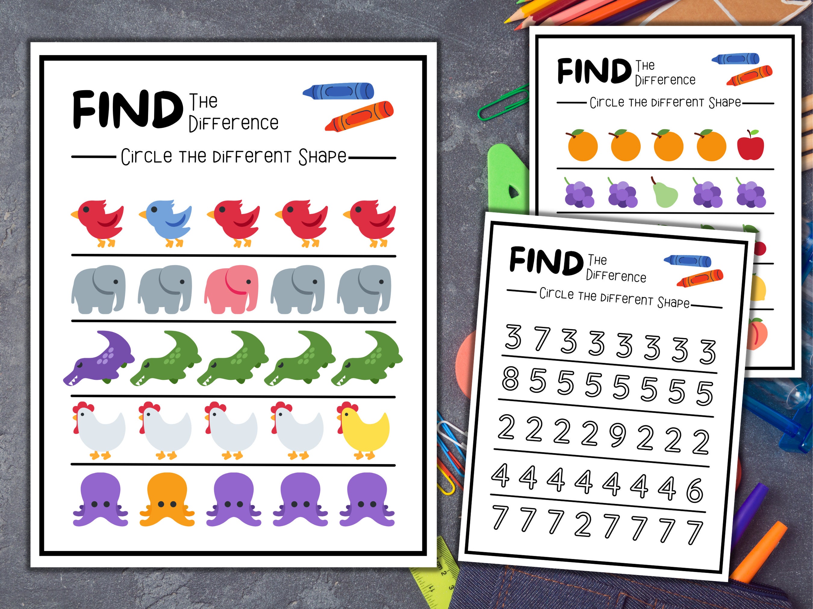 Find the Difference Activity Pages - 15 Instant Download Printable ...