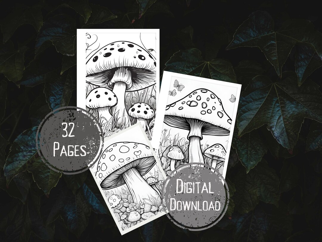 Mushroom Forest Coloring Pages - 32 Page Digital Download - Etsy