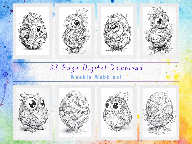 Weeble Wobble 33 Page Digital Coloring Book - Etsy