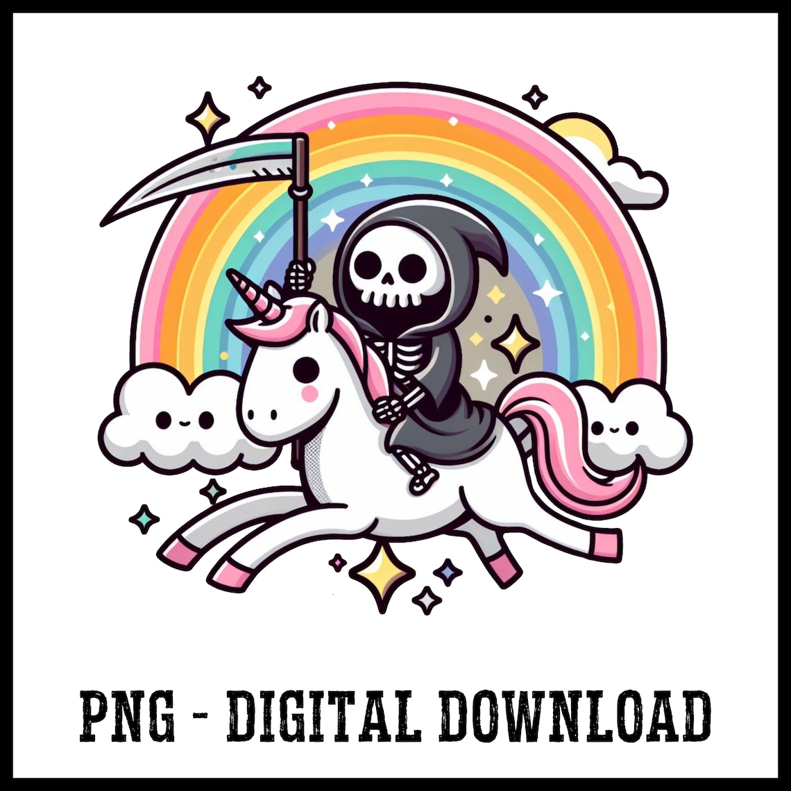 Grim Reaper and a Unicorn, PNG, Digital Download, AI, Print on Demand ...