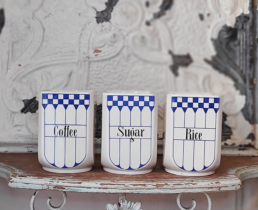 Vintage Ceramic German Canisters Rice Sugar and Coffee - Etsy