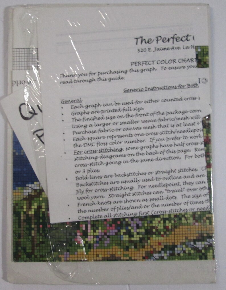 Perfect Color Chart Cottage Glen PATTERN for Cross Stitch & Needlepoint ...