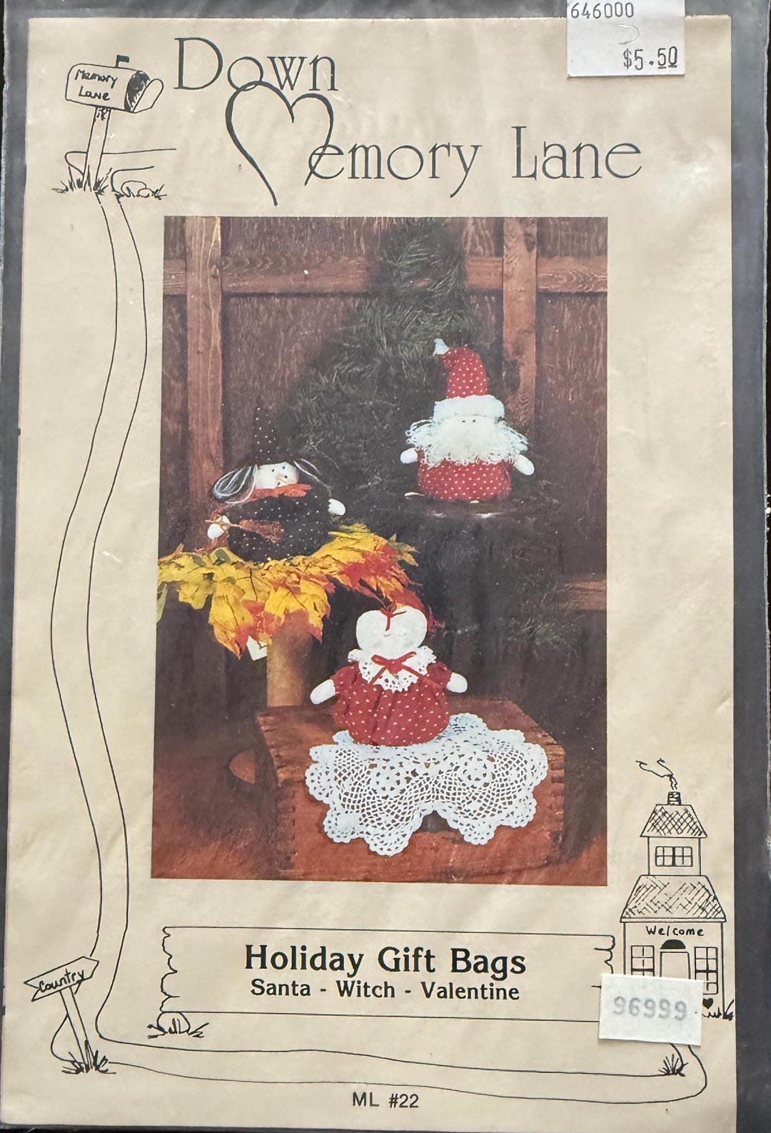 Down Memory Lane "holiday Gift Bags" Patterns New & Unused Patchwork ...