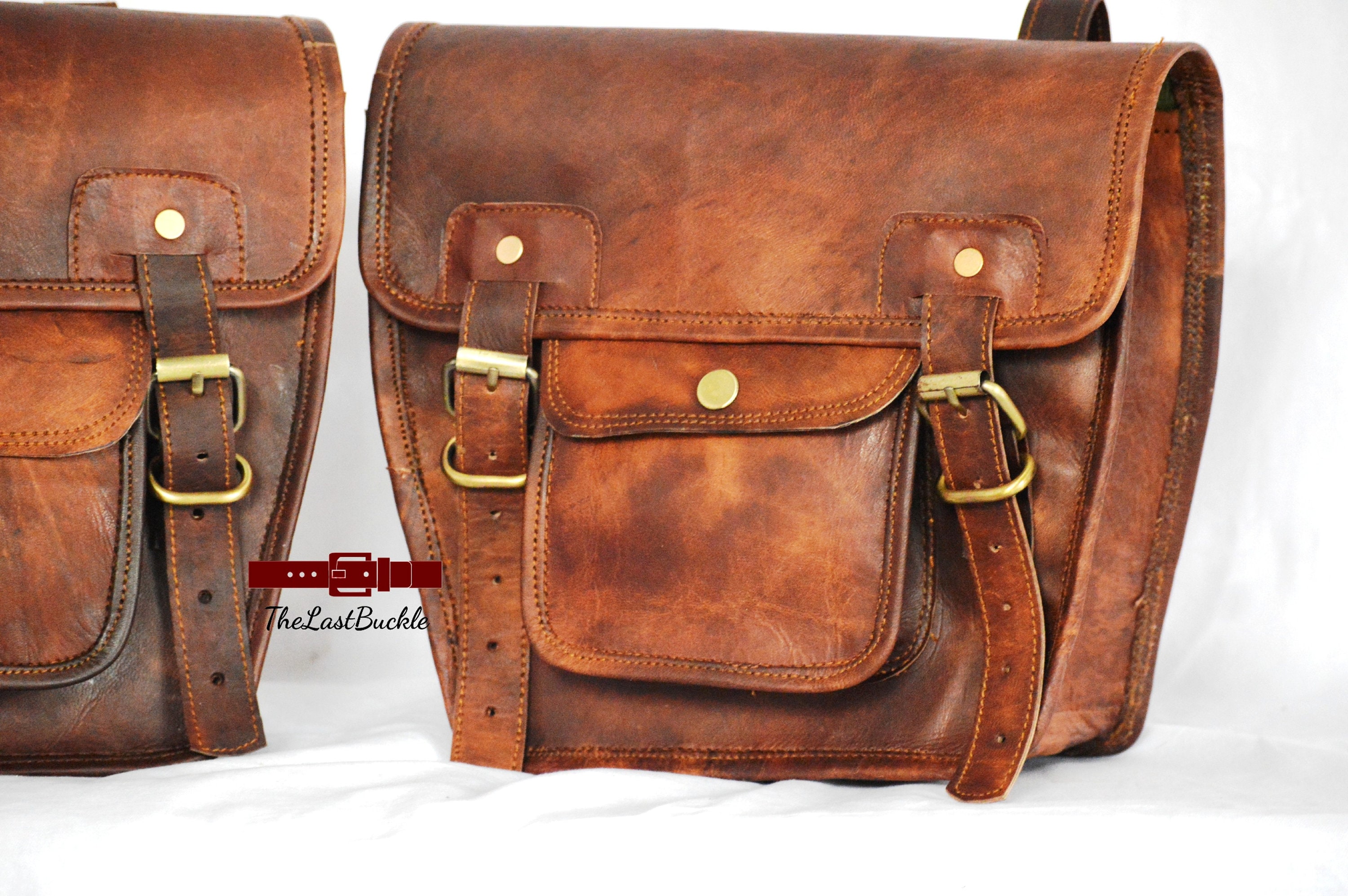 Leather Motorcycle Saddle Bag Vintage Rust Brown Leather Saddlebags ...