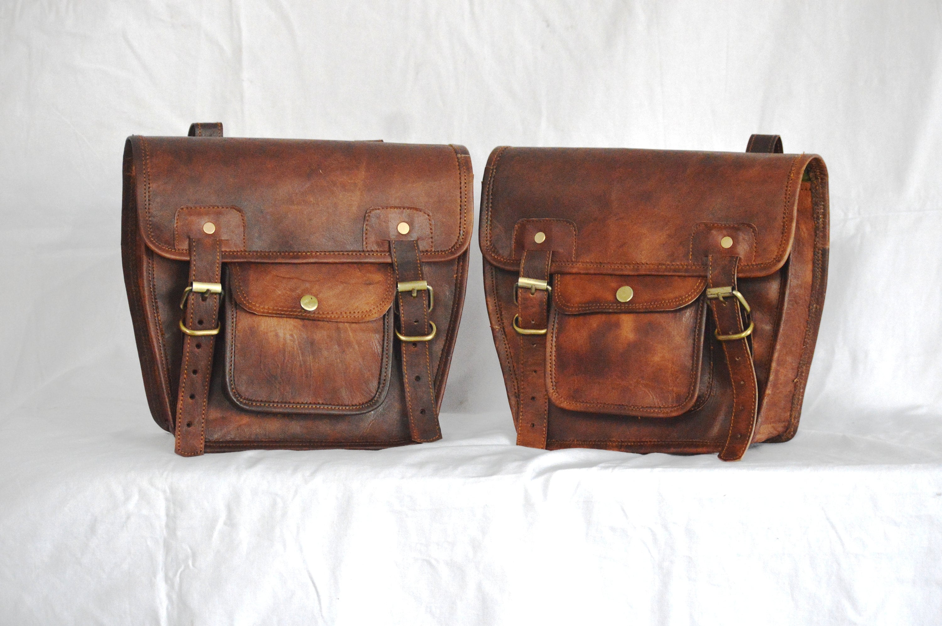 Leather Motorcycle Saddle Bag Vintage Rust Brown Leather Saddlebags ...
