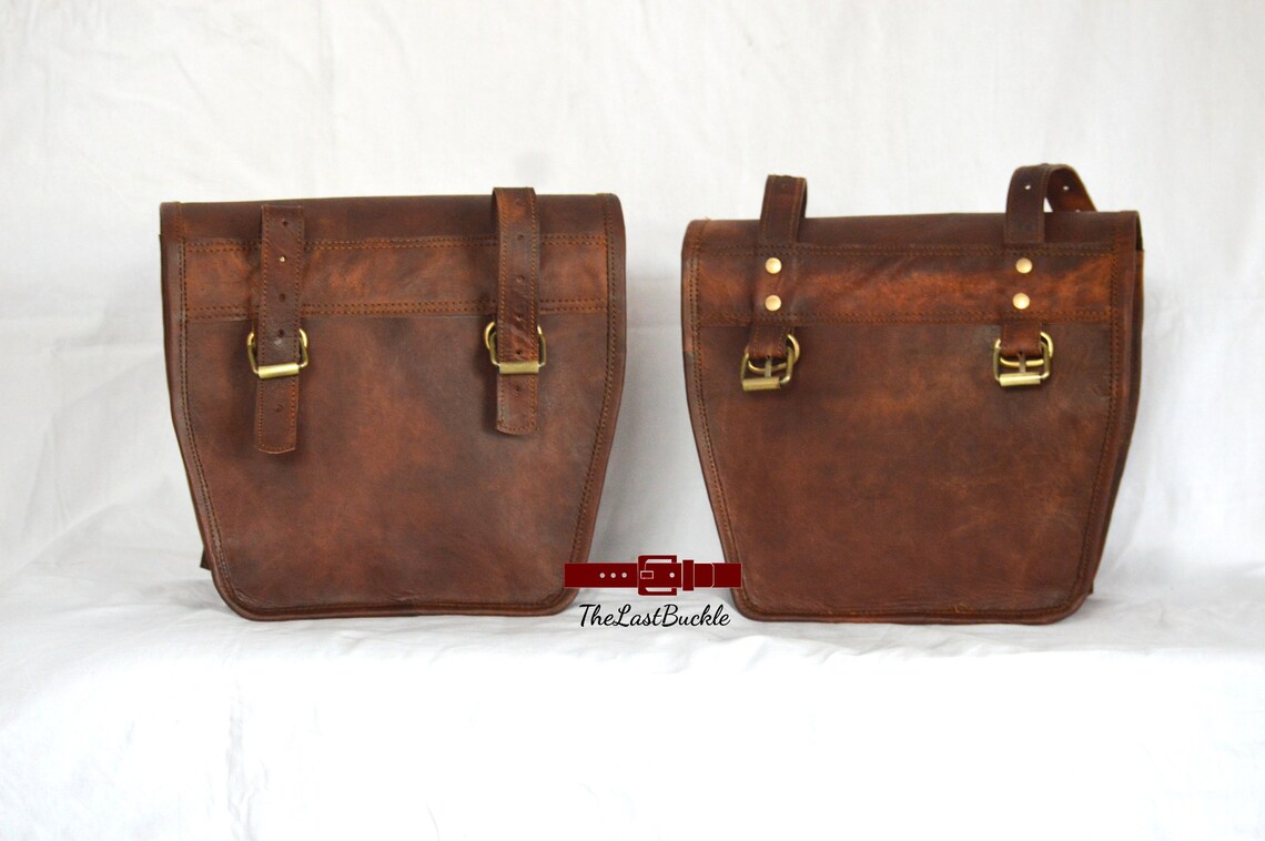 Leather Motorcycle Saddle Bag Vintage Rust Brown Leather - Etsy